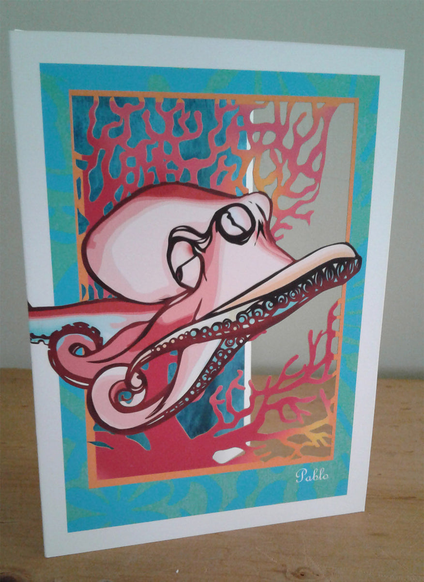Octopus in Coral Papercut Card (TRIfold) – HollyPapercuts
